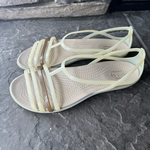 CROCS | Shoes | Crocs Isabella Strappy Womens Ivory Jelly Strap Comfort ...